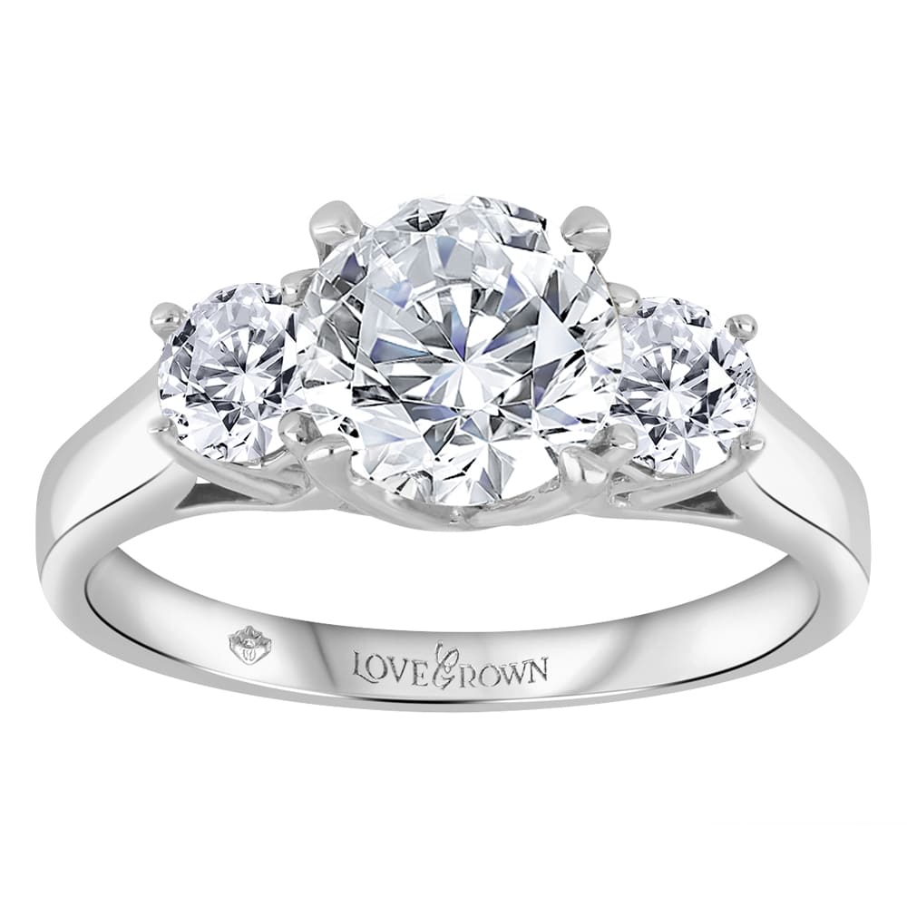 Trio Large Round Center Flanked by Smaller Shoulder Diamonds (White ...