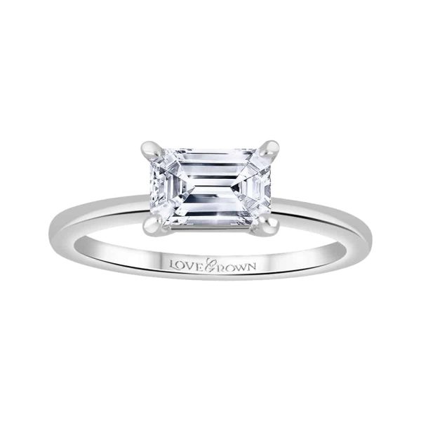 Emerald-Shaped Solitaire with Thin Tiff Band (white gold) - Jeff ...